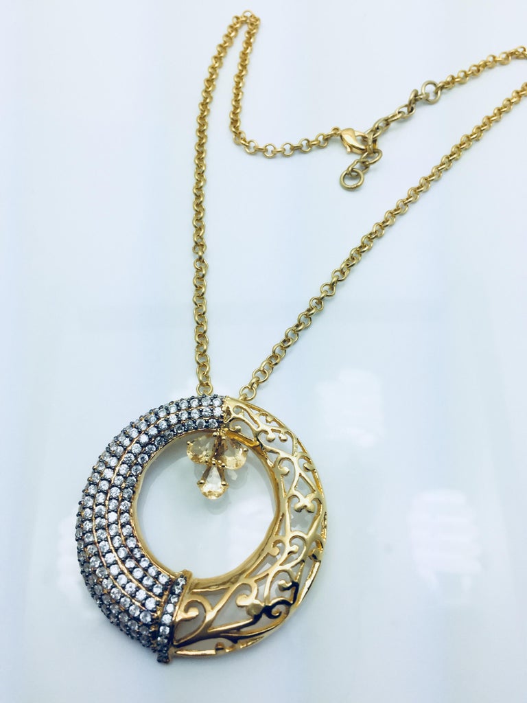 Filigree Florence Crystal Pendant Necklace For Sale at 1stDibs