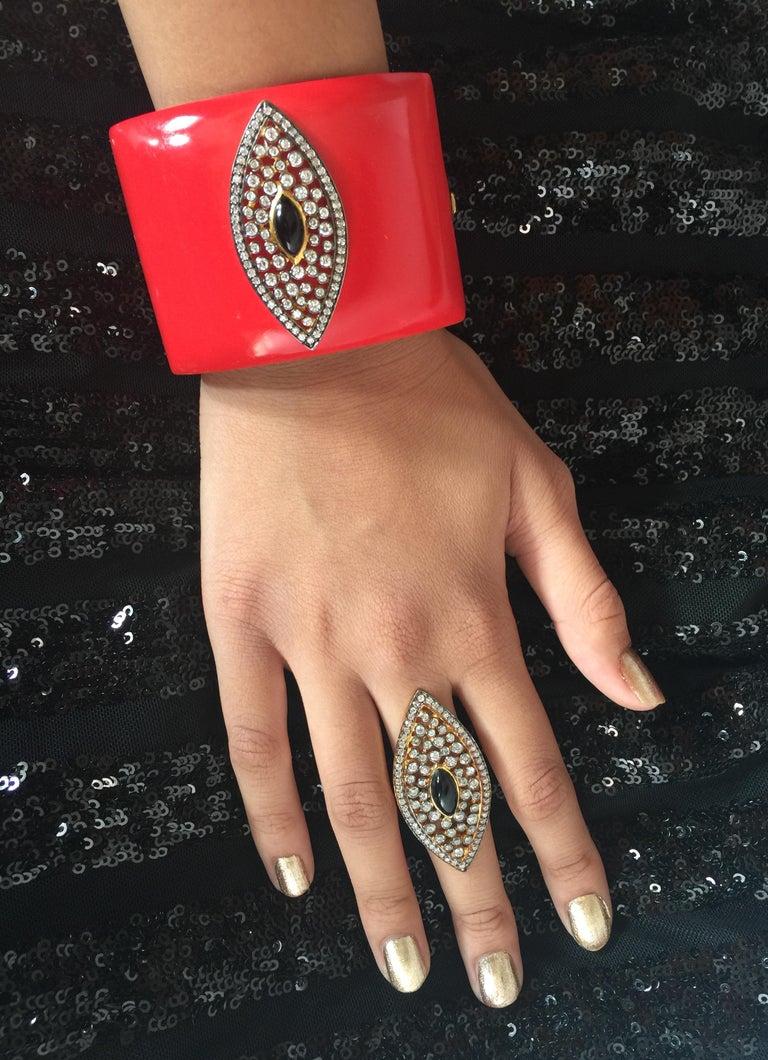Evil Eye Statement Resin Cuff For Sale at 1stDibs