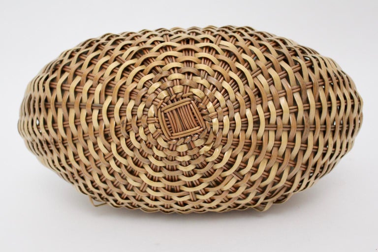 Basket Vintage Rattan Handle Handbag 1950s Italy at 1stDibs | vintage ...