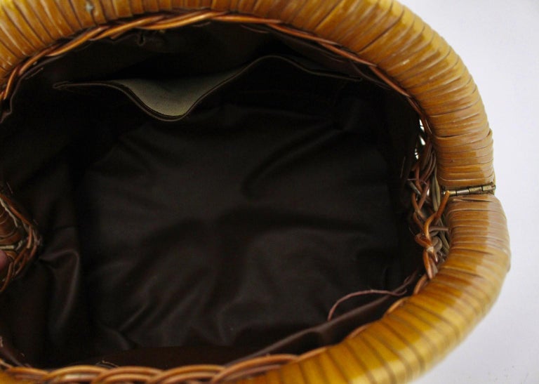 Basket Vintage Rattan Handle Handbag 1950s Italy at 1stDibs | vintage ...