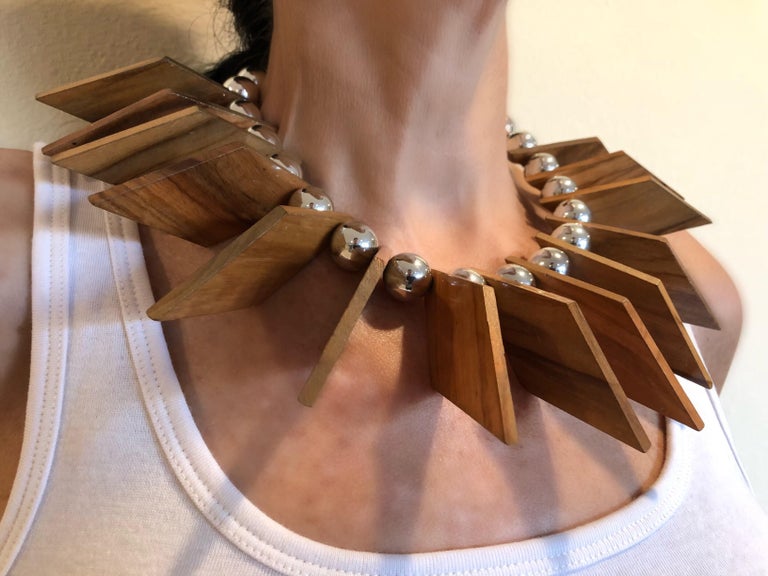 Mix Material Architectural Statement Necklace Circa 1980 For Sale at ...