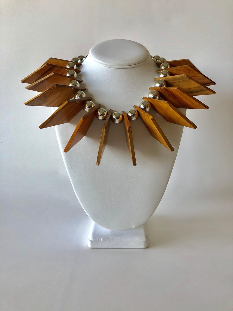 Mix Material Architectural Statement Necklace Circa 1980 For Sale at ...