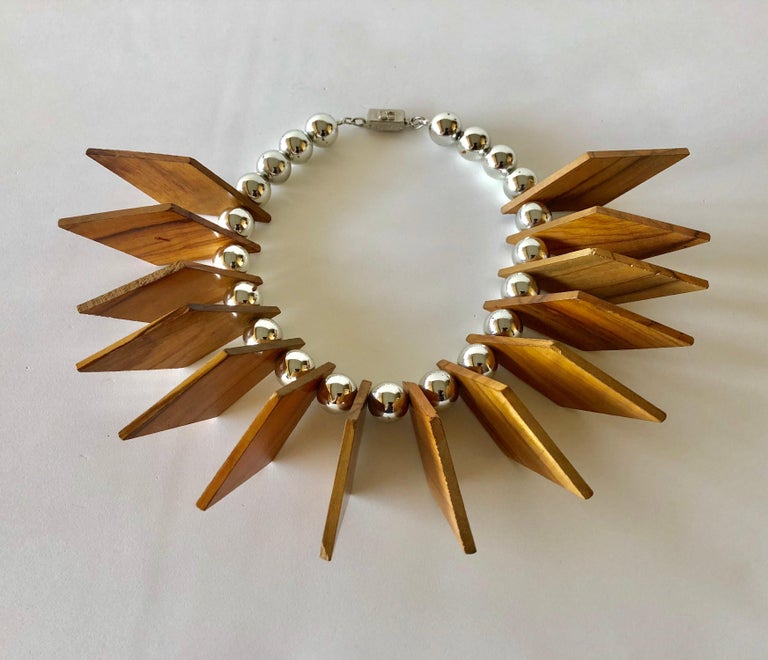 Mix Material Architectural Statement Necklace Circa 1980 For Sale at ...