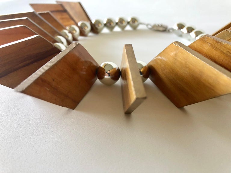 Mix Material Architectural Statement Necklace Circa 1980 For Sale at ...
