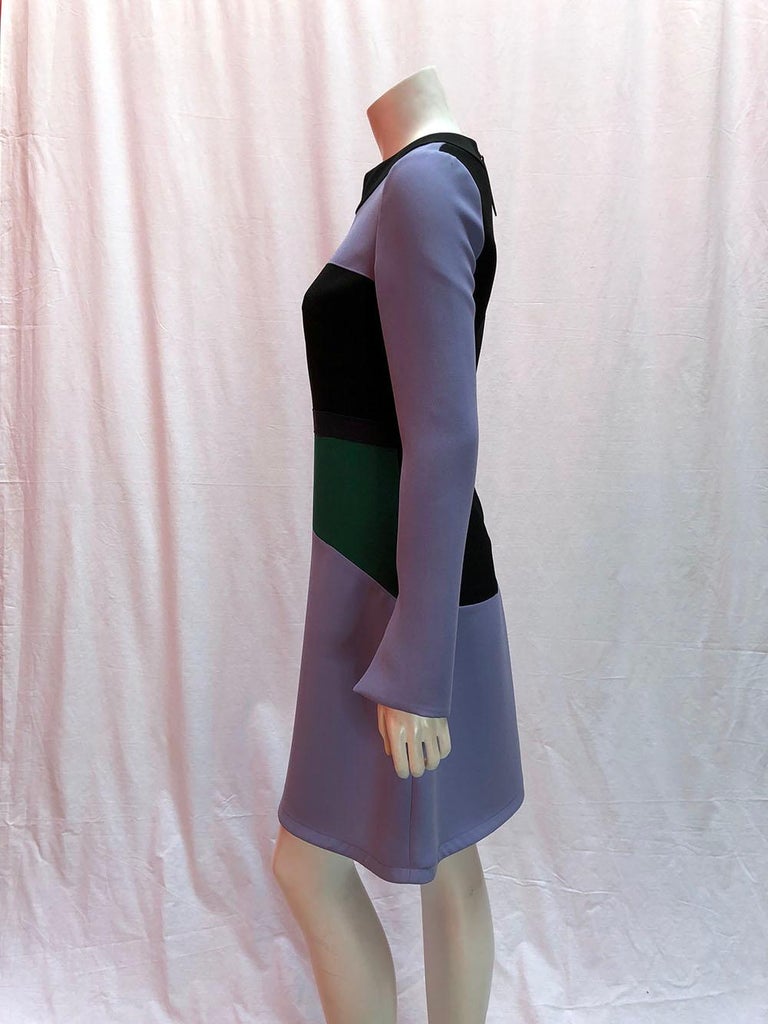 Marni Long Sleeve Purple, Green, Black Colorblock Dress For Sale at ...