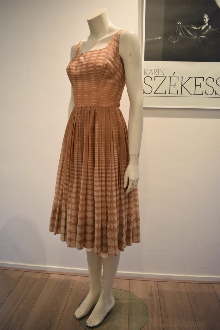Vintage 1950s Batiste Handmade Dress with a Flowy Pleated Skirt For ...