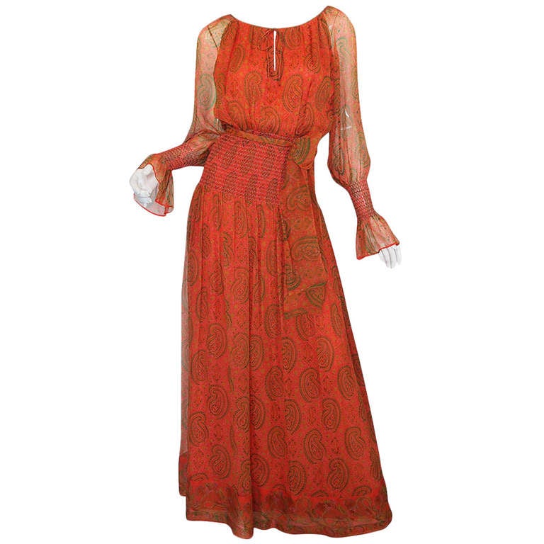 1970s Floating Silk Chiffon Treacy Lowe Dress at 1stDibs