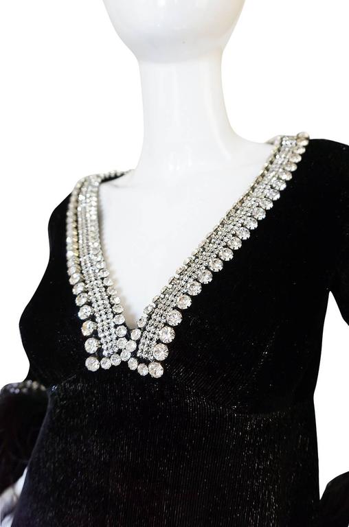 1960s Lame Velvet, Feather and Heavy Rhinestone Dress at 1stDibs