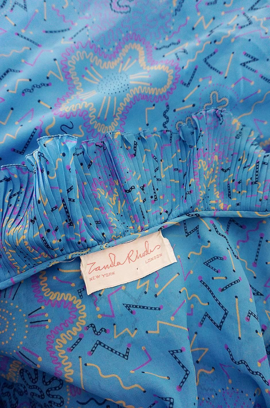 1971 "Paris Flower" Print Zandra Rhodes Caftan Dress at 1stdibs