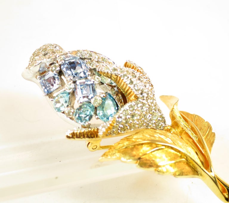 Ciro of Bond Street and NY Crystal Flower Brooch 1950s For Sale at 1stDibs