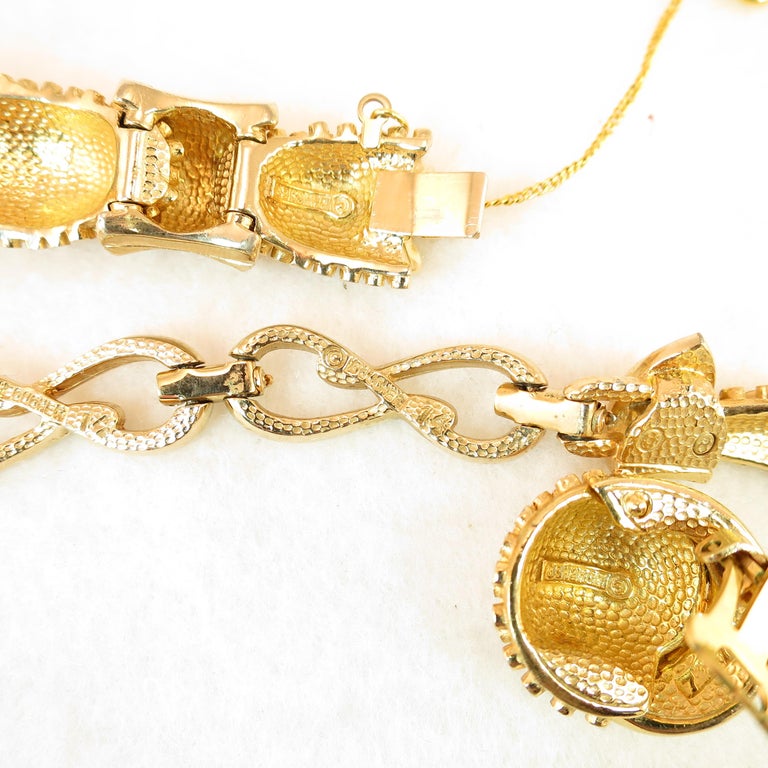 Marcel Boucher Gilded Nailhead Parure, Necklace, Bracelet, Earrings ...