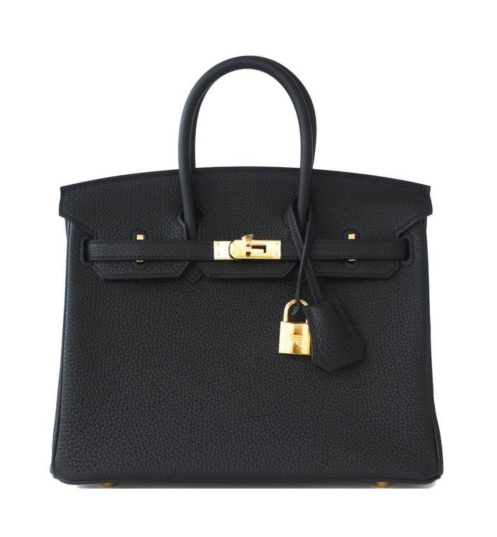 Hermes Black Baby Birkin 25cm Togo Gold GHW Satchel Jewel at 1stDibs