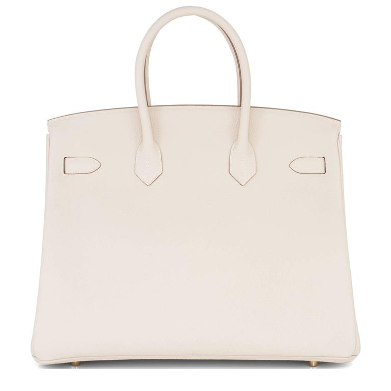 Divine Hermes Craie Chalk Off White 35cm Togo Birkin Gold Hardware at ...