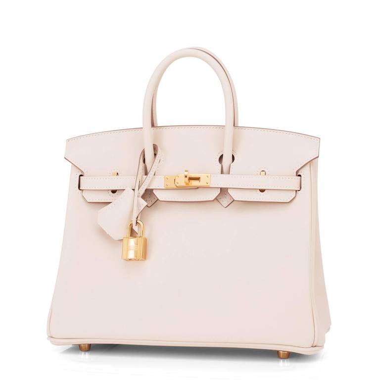 Hermes Craie Baby Birkin 25cm Bag Off White Chalk Swift Gold Hardware ...