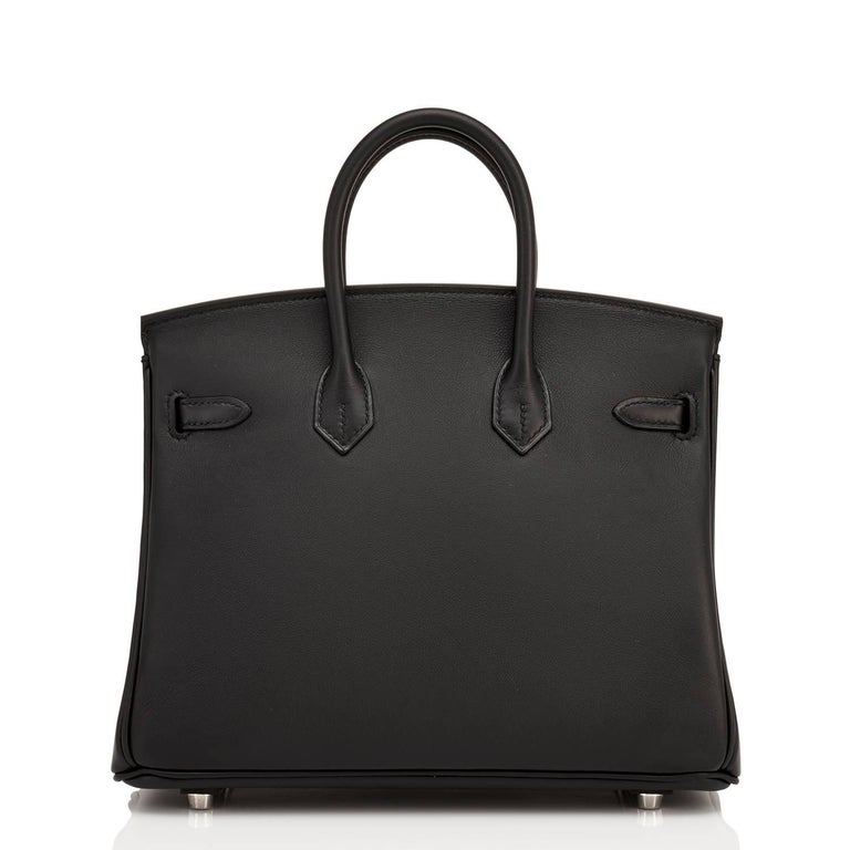 Hermes Black 25cm Swift Palladium Hardware A Stamp Baby Birkin Bag at ...