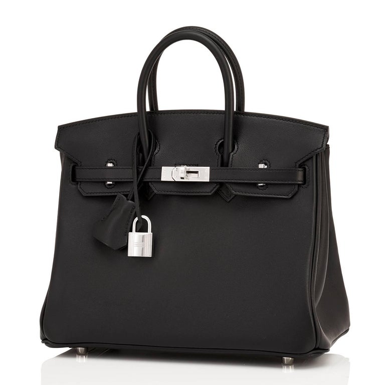 Hermes Black 25cm Swift Palladium Hardware A Stamp Baby Birkin Bag at ...