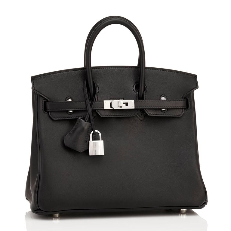 Hermes Black 25cm Swift Palladium Hardware A Stamp Baby Birkin Bag at ...