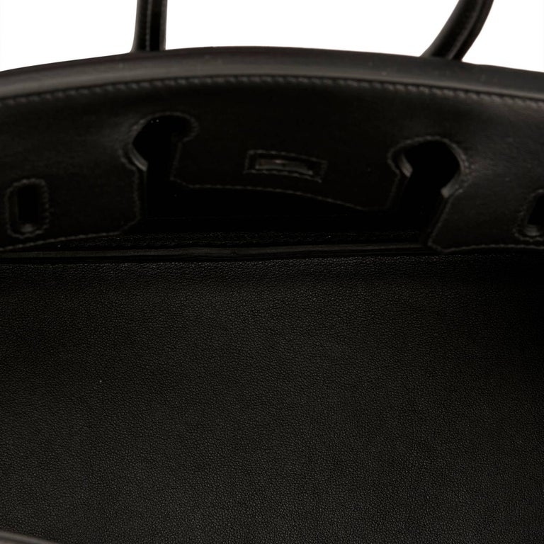 Hermes Black 25cm Swift Palladium Hardware A Stamp Baby Birkin Bag at ...