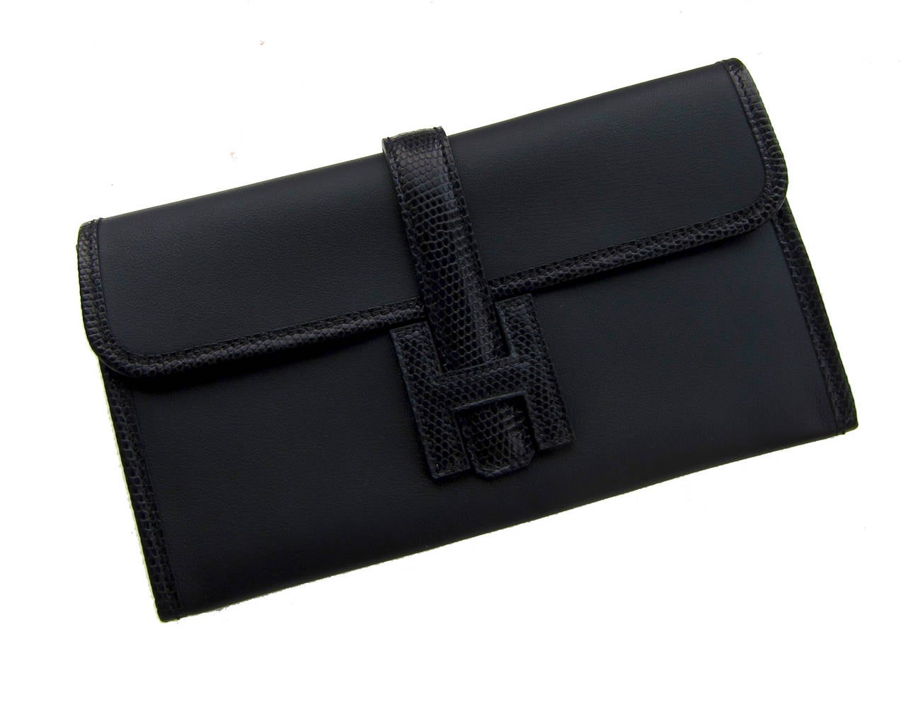 Hermes Black Swift Lizard Niloticus Jige Duo Mini Evening Bag Clutch ...