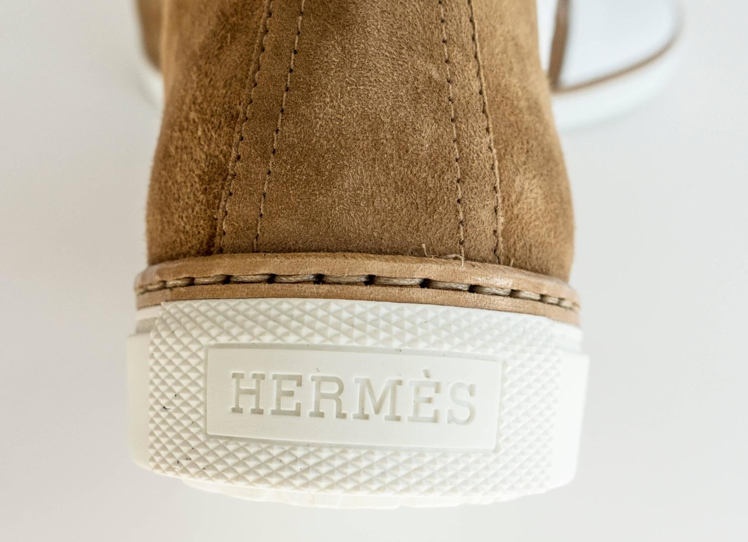 Hermes Jimmy Camel Shearling Sneakers 39 Below Retail at 1stdibs