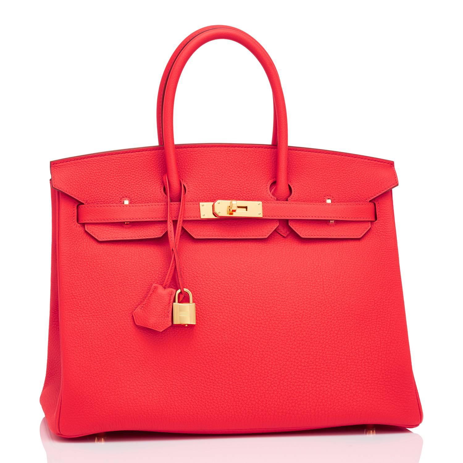 Hermes Capucine Red-Orange 35cm Togo Birkin Bag Gold Hardware at ...