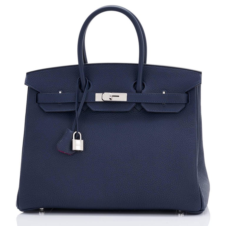 Hermes Blue Nuit Verso Rose Pourpre 35cm VIP Limited Edition A Stamp ...