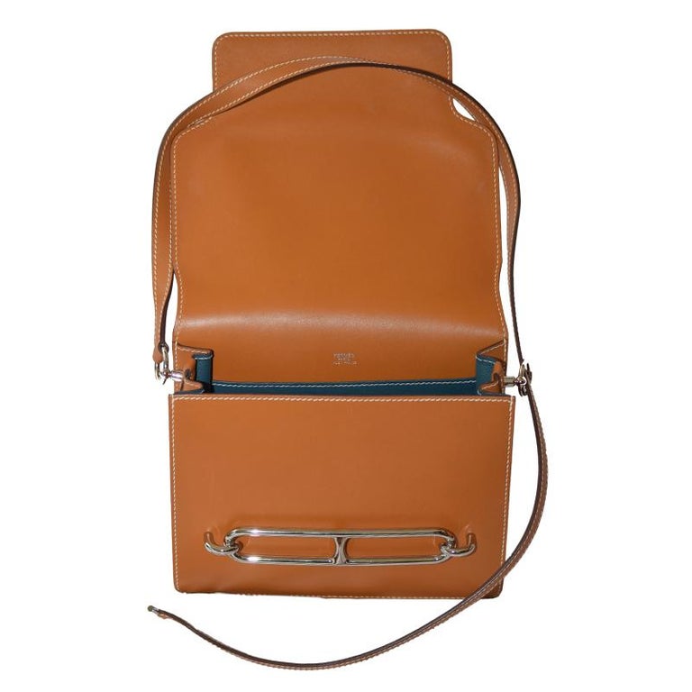 Hermes Gold Leather Palladium Hardware Roulis Bag For Sale at 1stDibs ...