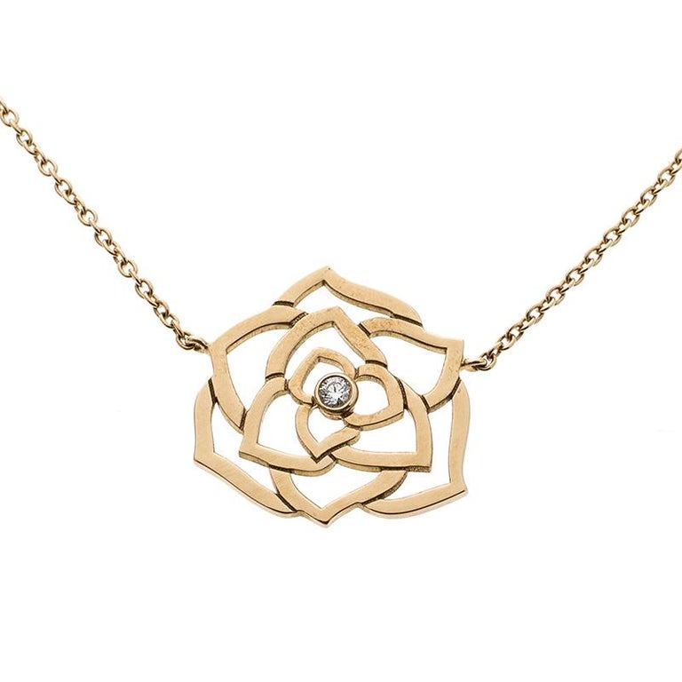 Piaget Rose Diamond 18k Rose Gold Necklace For Sale at 1stDibs