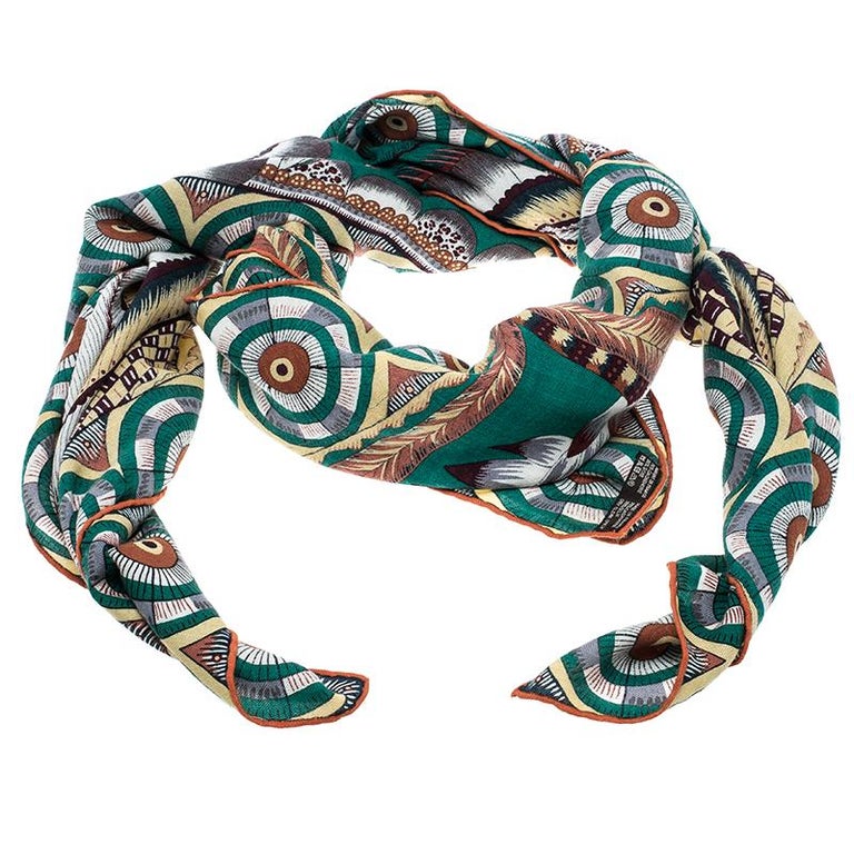 Hermes Multicolor The Savana Dance Print Cashmere and Silk Shawl at 1stDibs