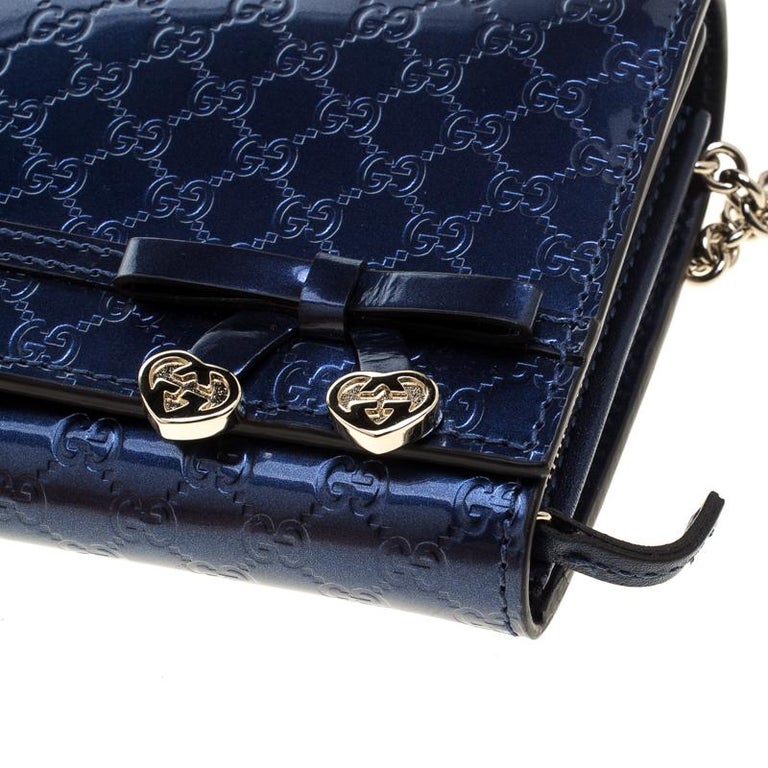 Gucci Blue Microguccissima Patent Leather WOC Wallet at 1stDibs ...