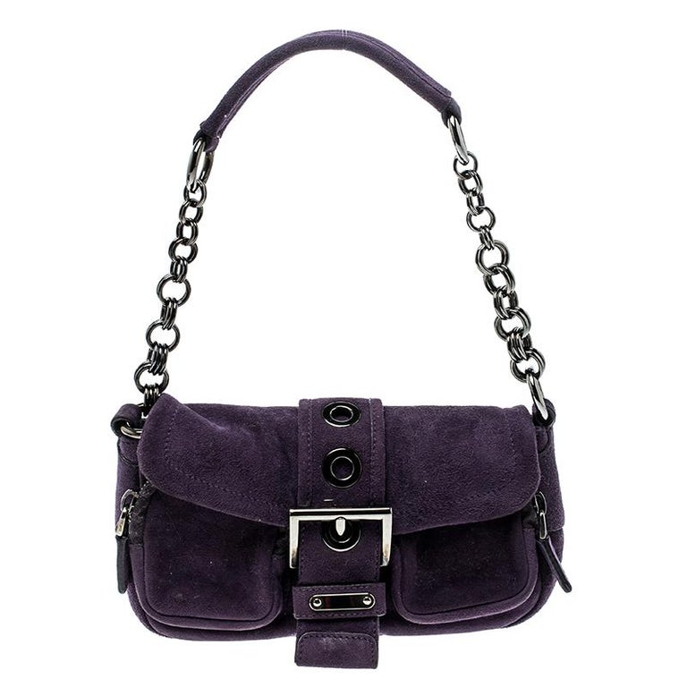 Prada Purple Suede Chain Shoulder Bag at 1stDibs