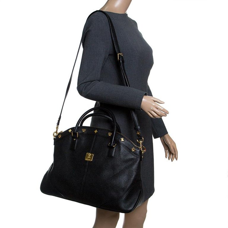 MCM Black Leather Satchel at 1stDibs