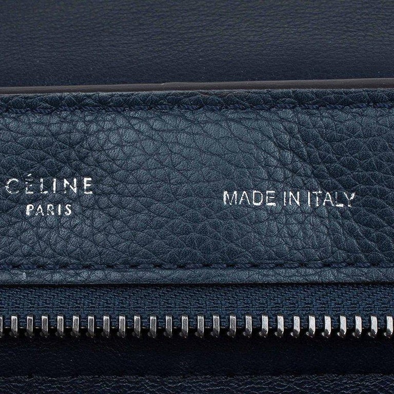 Celine Navy Blue Leather and Suede Medium Trapeze Bag at 1stDibs
