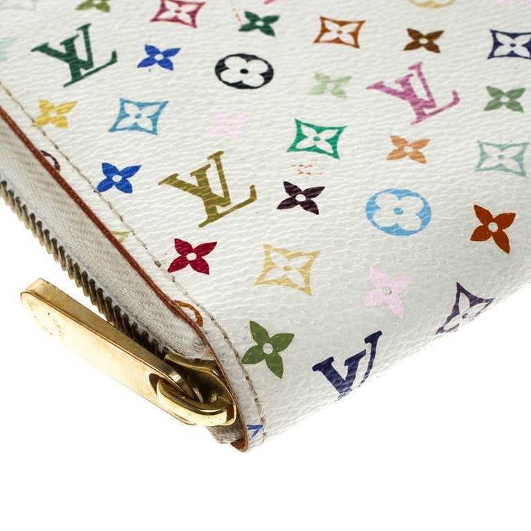Louis Vuitton White Multicolore Monogram Canvas Zippy Wallet at 1stDibs