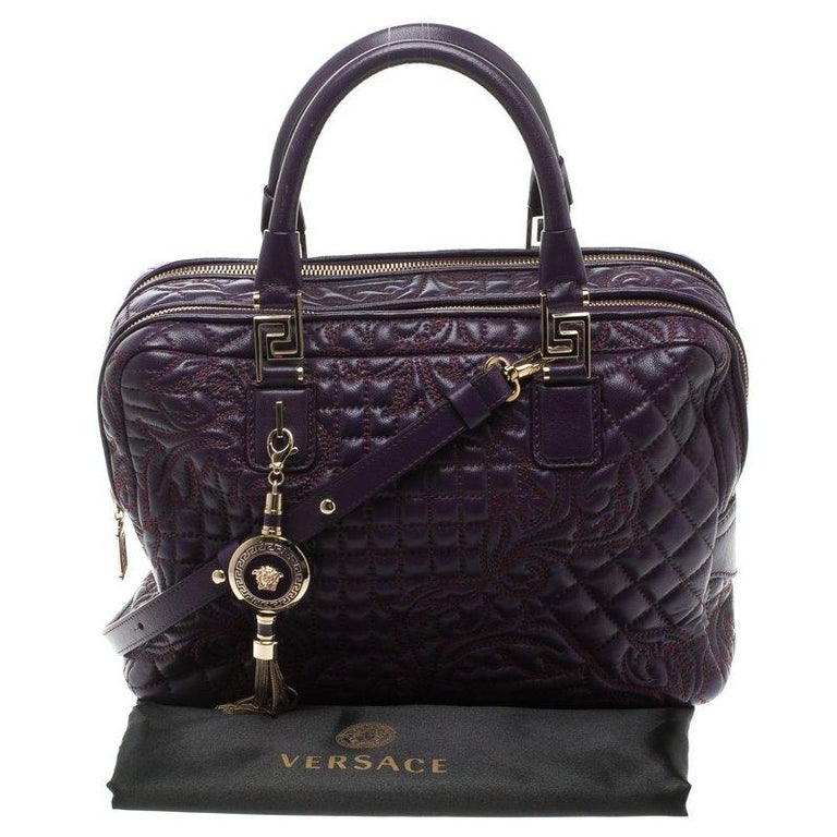 Versace Purple Leather Demetra Vanitas Top Handle Bag at 1stDibs