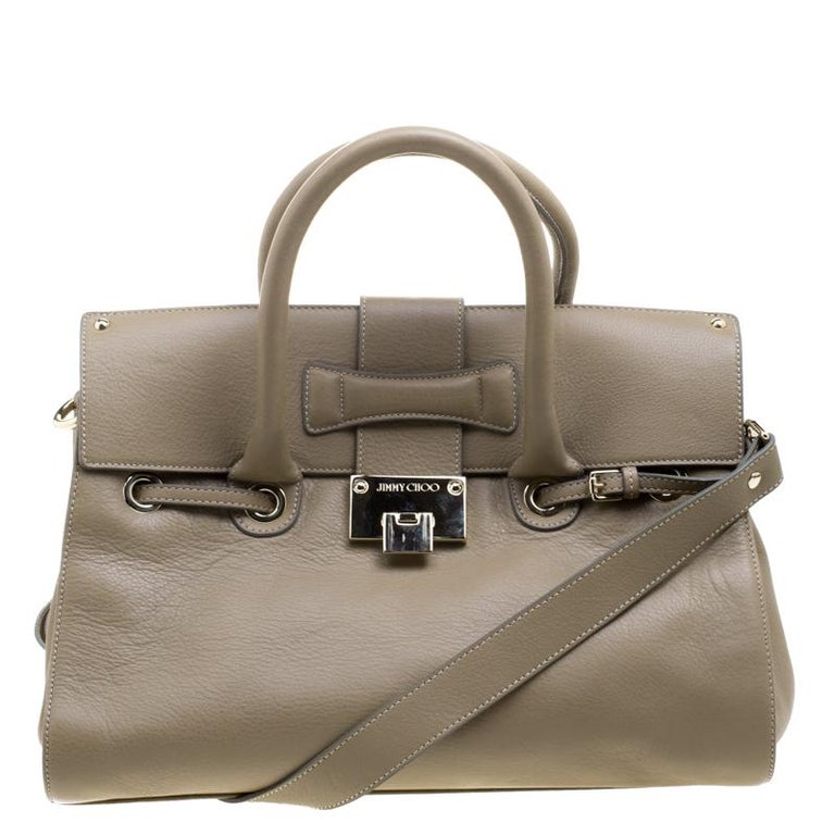 Jimmy Choo Beige Grainy Leather Rosalie Top Handle at 1stDibs