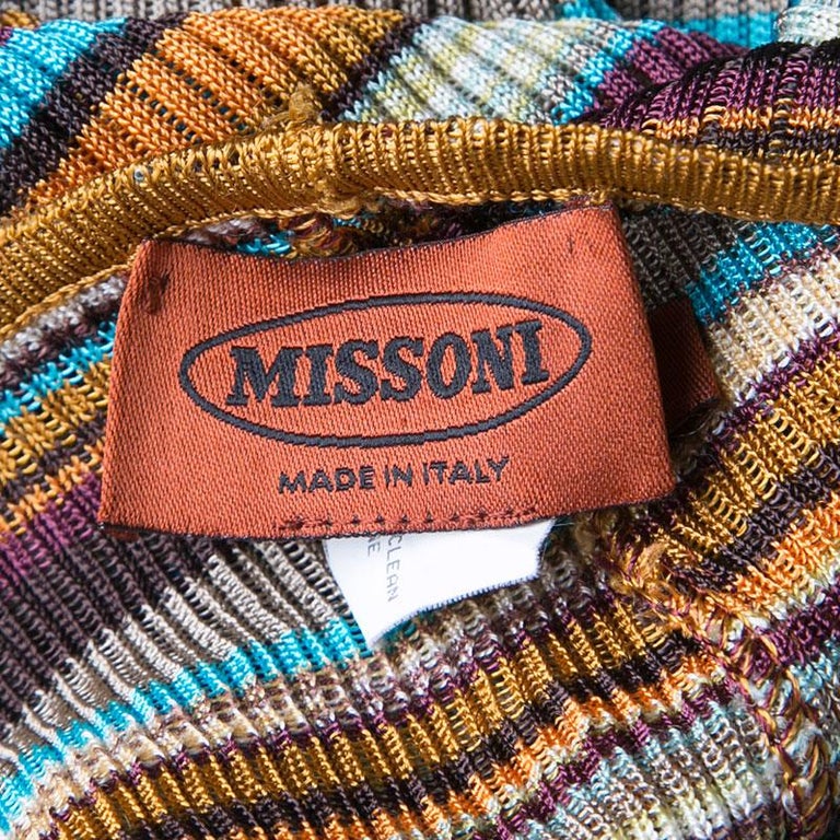 Missoni Multicolor Striped Rib Knit Bodycon Strapless Tube Dress M For Sale at 1stDibs