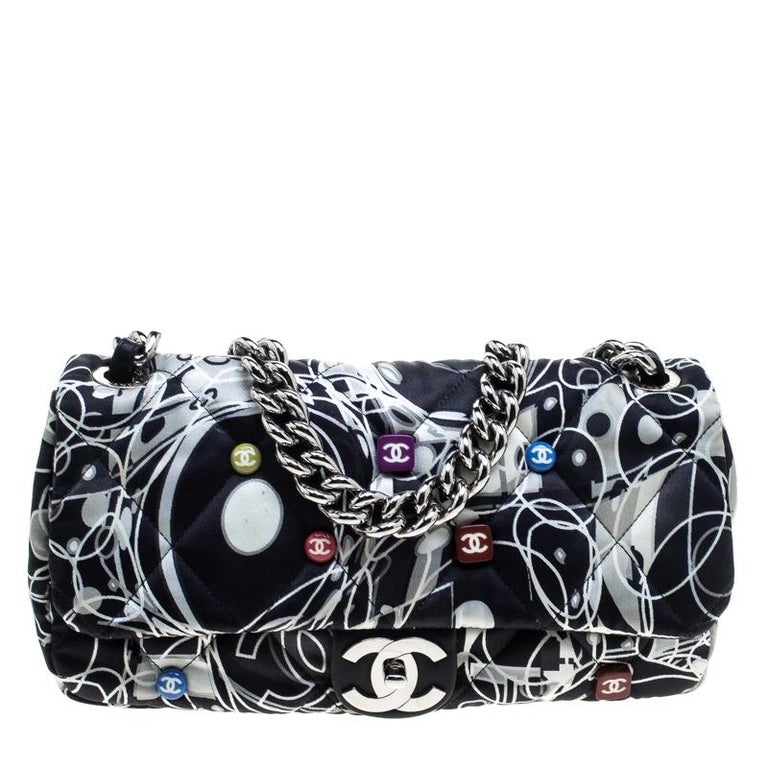 Chanel Multicolor Quilted Printed Nylon Flap Shoulder Bag For Sale at ...