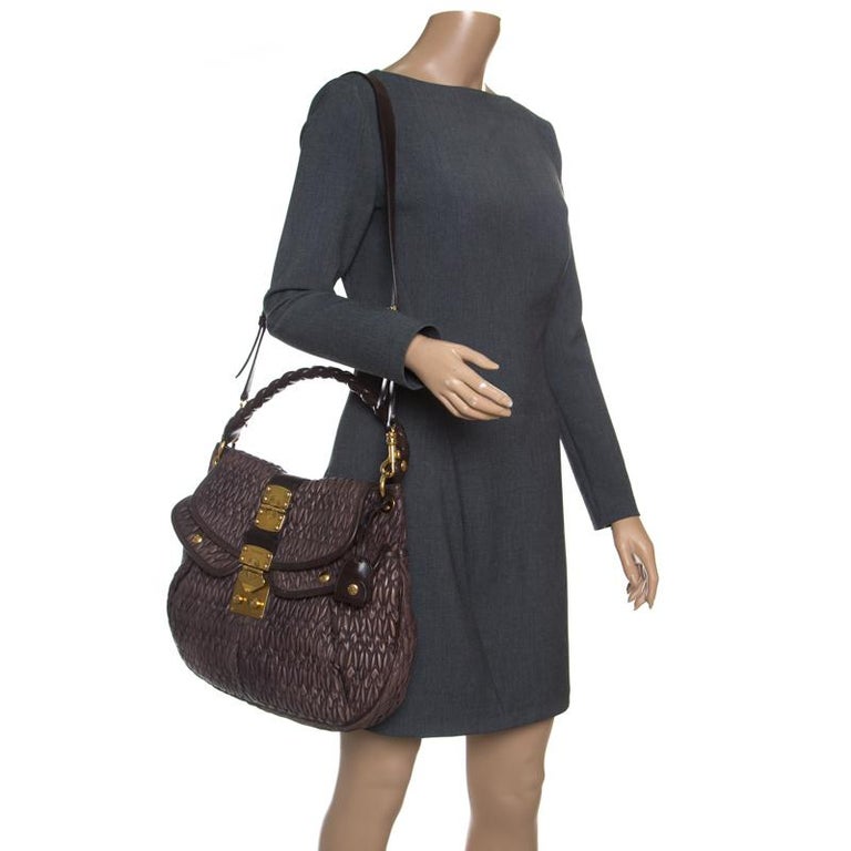 Miu Miu Choco Brown Matelasse Leather Coffer Hobo For Sale at 1stDibs ...
