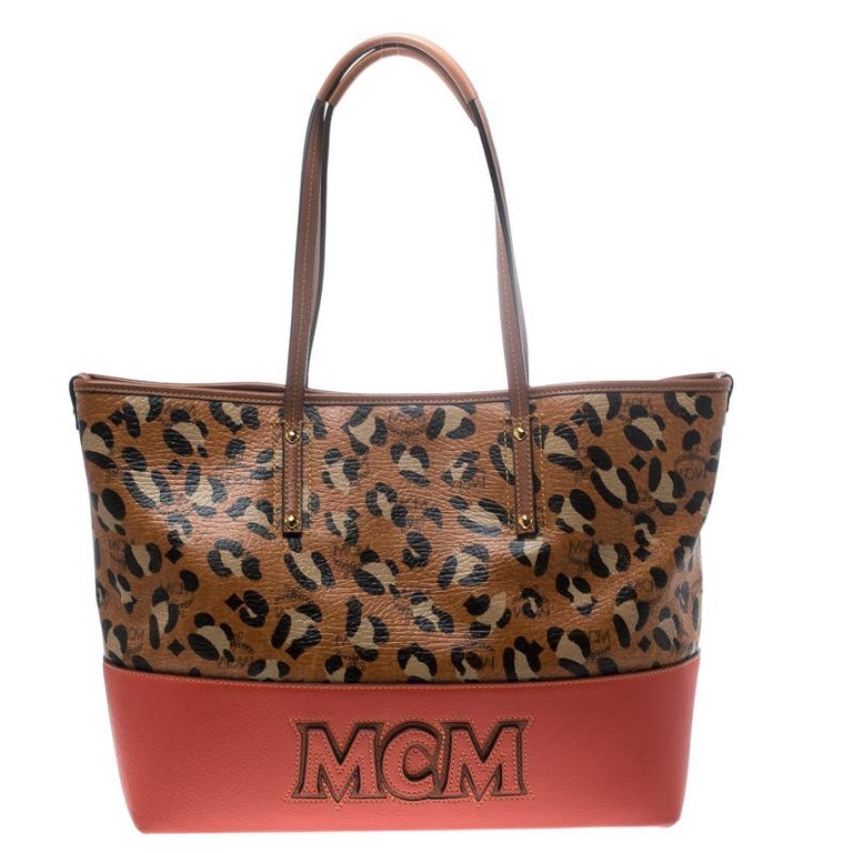 MCM Multicolor Animal Print Leather Shopper Tote at 1stDibs