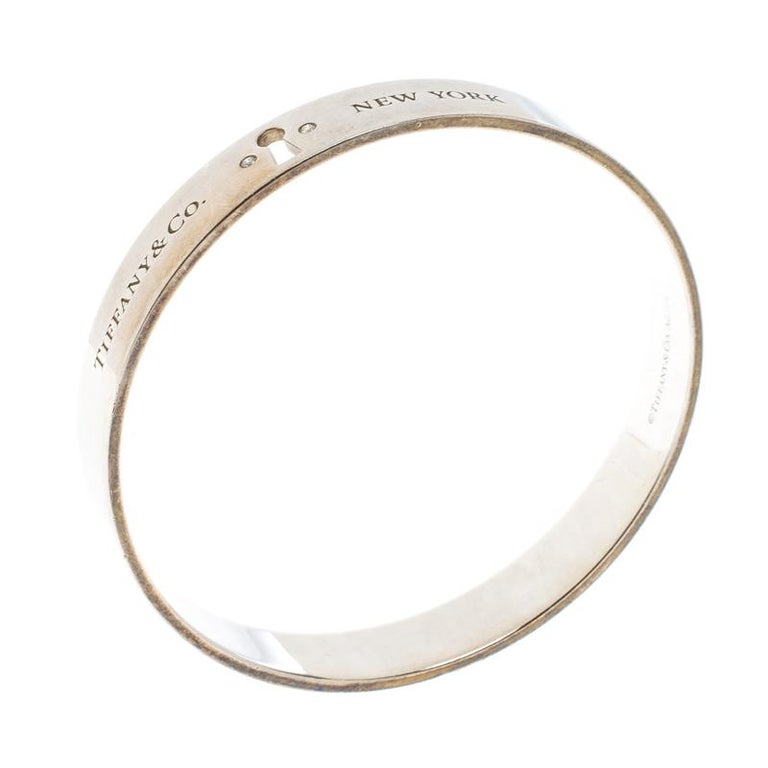 Tiffany and Co. Tiffany Locks Diamond and Silver Bangle Bracelet 18cm ...