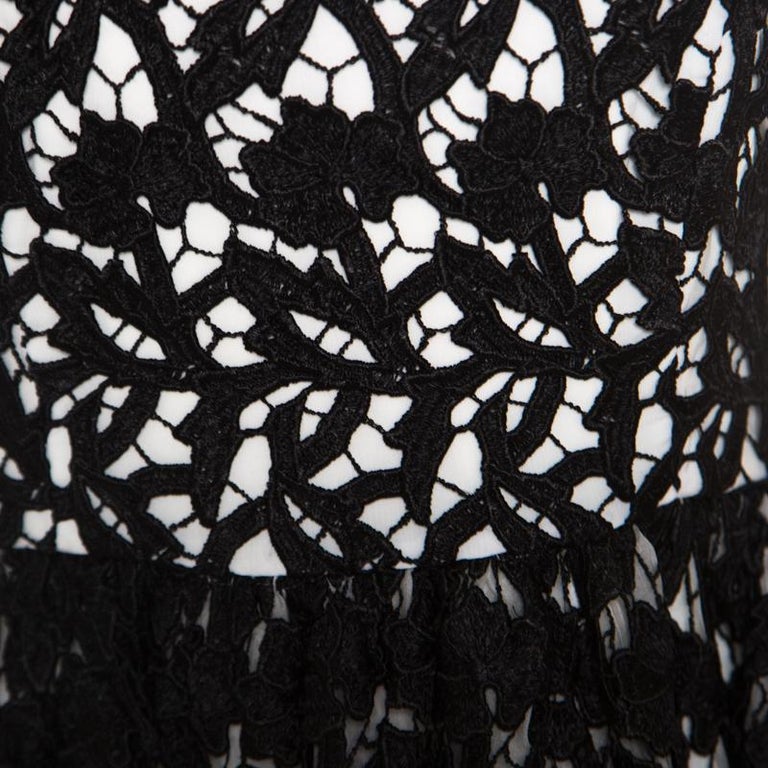 Alice + Olivia Black Guipure Lace Angular Racer Back Mariel Dress S For ...