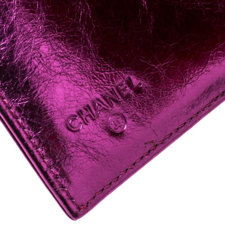 Chanel Metallic Pink Foil Leather Bow Compact Wallet at 1stDibs