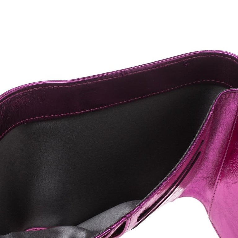 Chanel Metallic Pink Foil Leather Bow Compact Wallet at 1stDibs