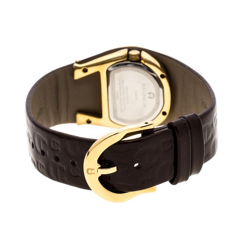 Aigner White Mother of Pearl Gold Plated Stainless Steel Capri III ...