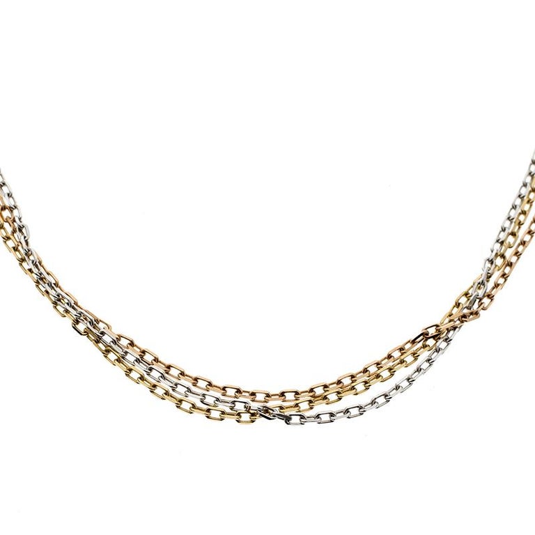 Cartier Trinity 18K Three Tone Gold Multi Chain Necklace at 1stDibs