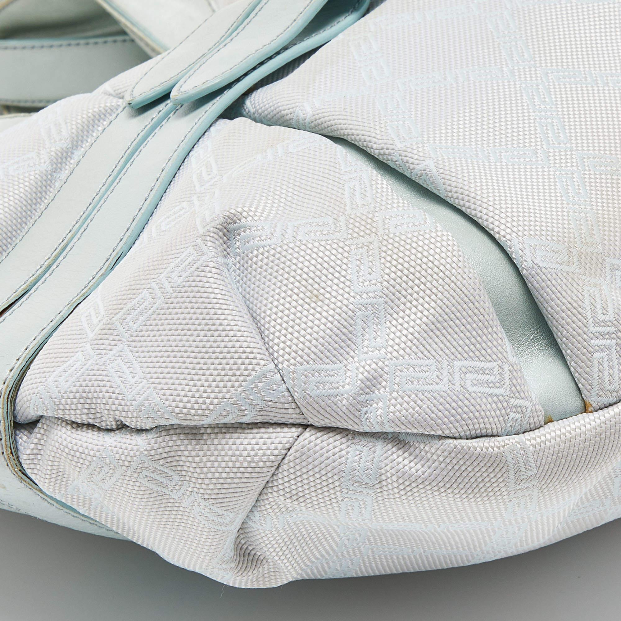 Versace Ice Blue Signature Nylon and Leather Hobo For Sale at 1stDibs