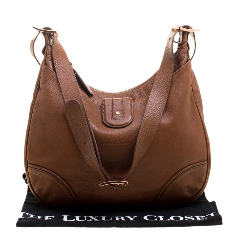 Longchamp Brown Leather Hobo For Sale at 1stDibs