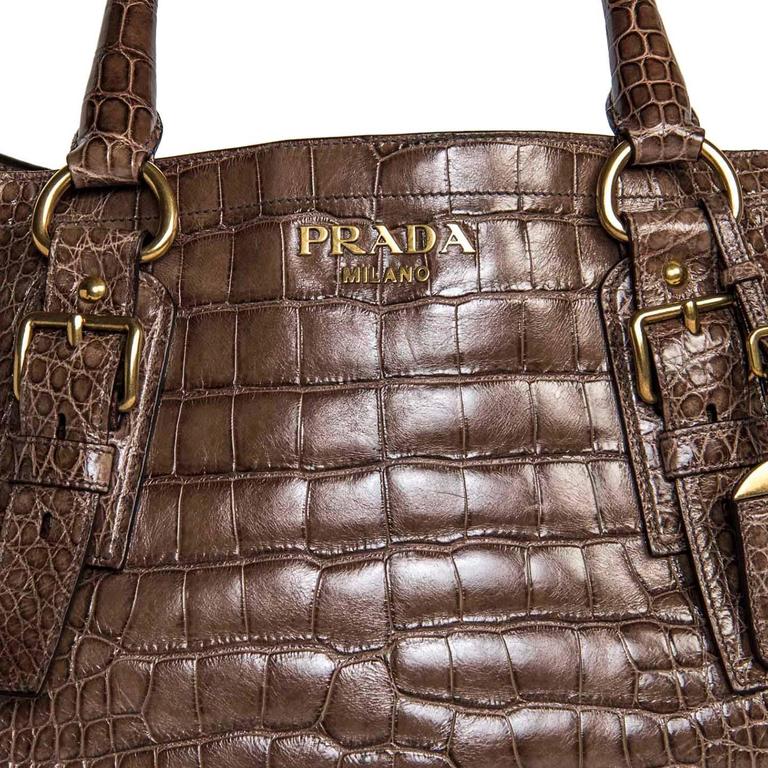 Prada Brown Crocodile Large Bag For Sale at 1stDibs | prada alligator ...