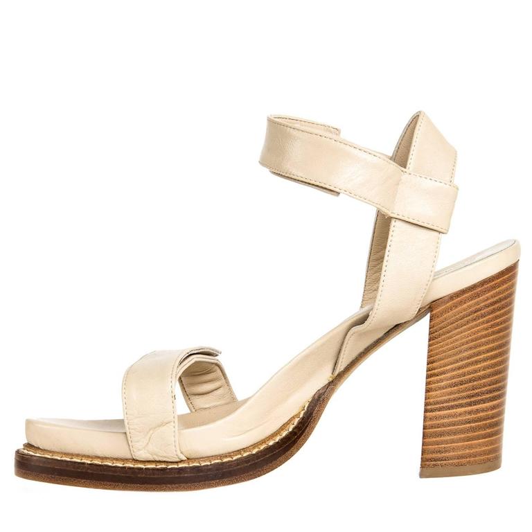 Ann Demeulemeester Beige Velcro Straps Sandals For Sale at 1stDibs